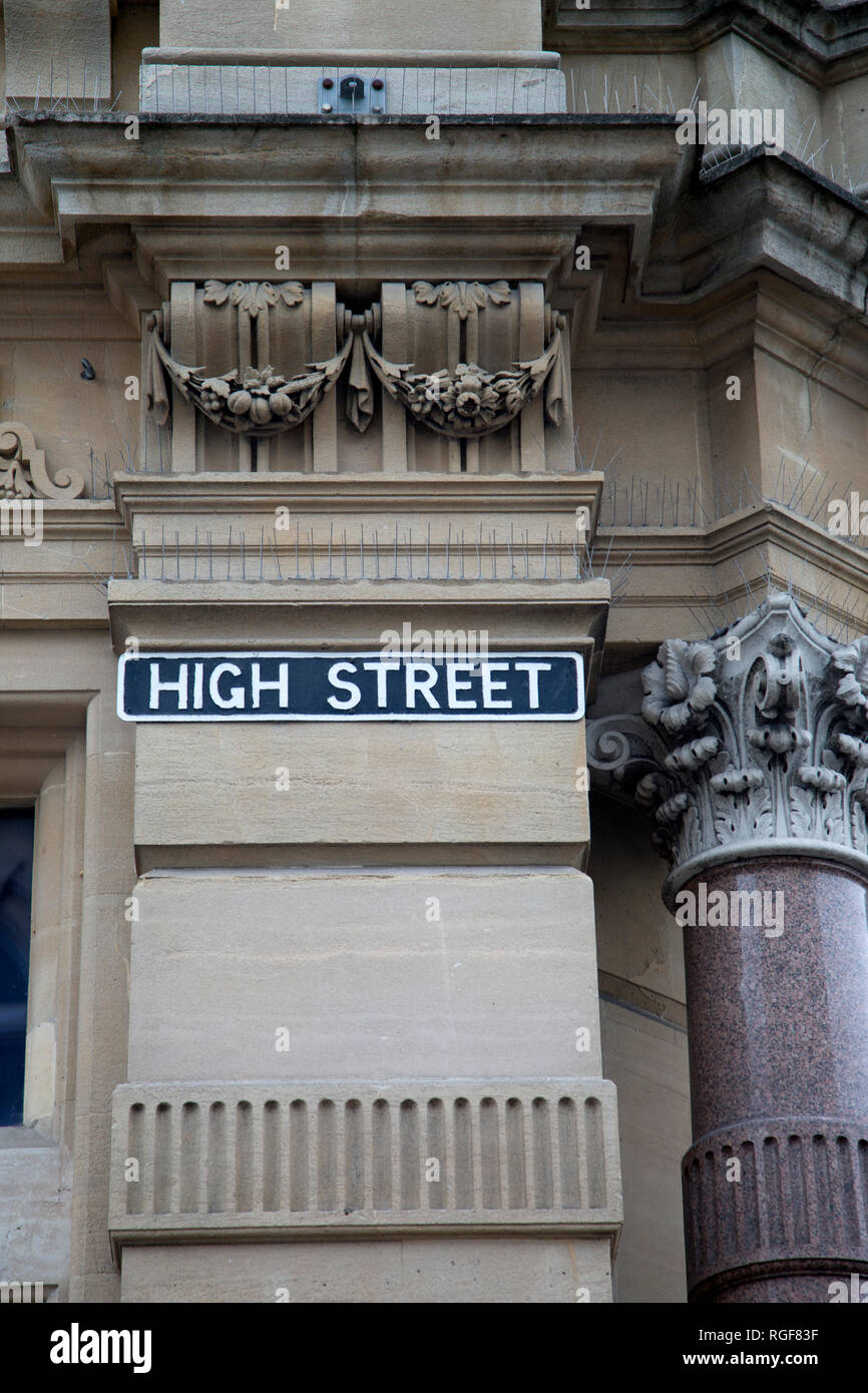 High Street Sign on Building Facade Stock Photo - Alamy