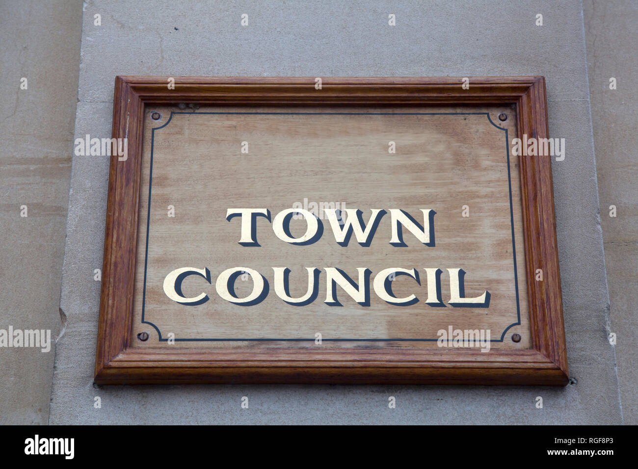 Town Council Sign on Building Facade Stock Photo - Alamy