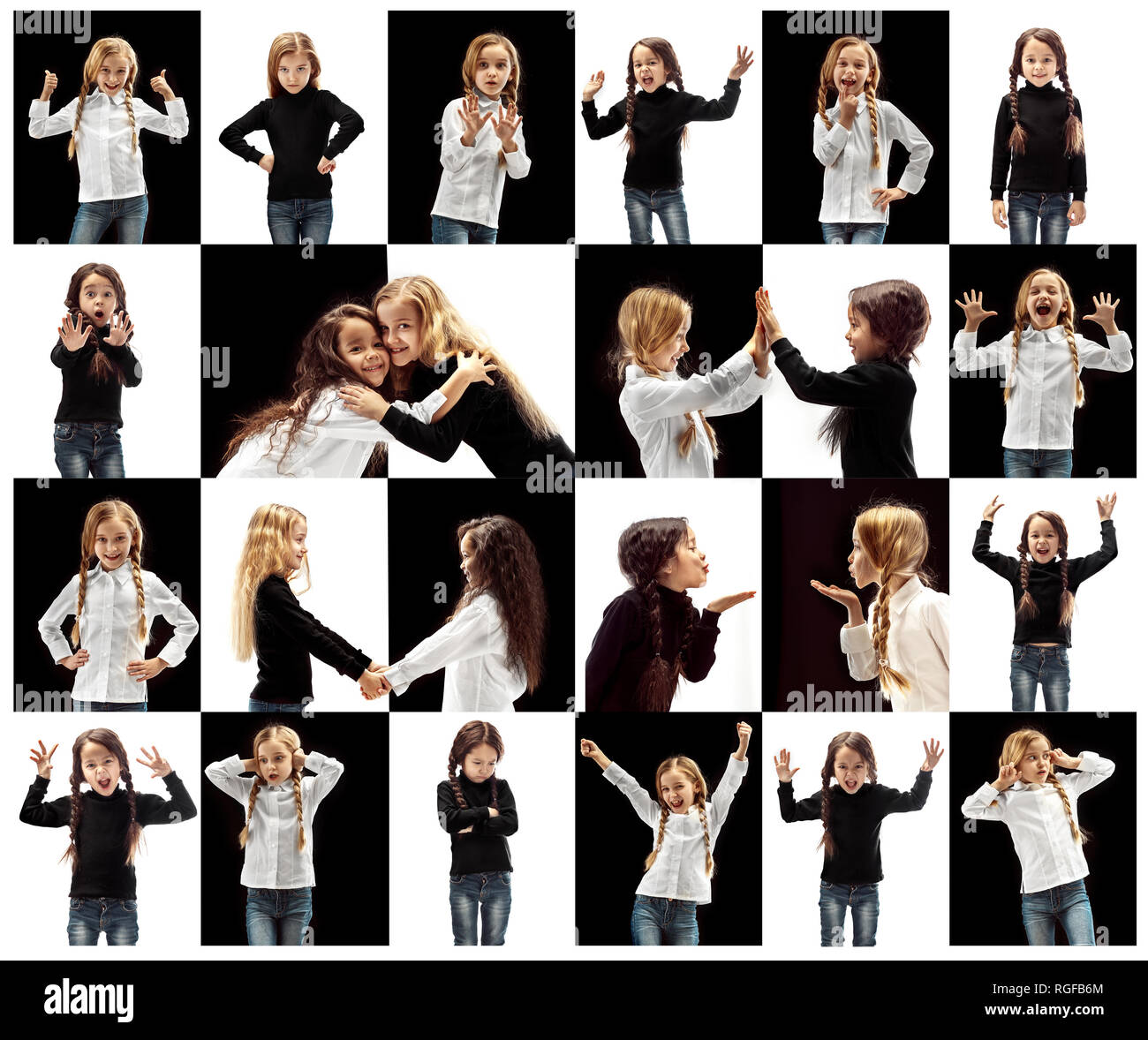 The collage of different human facial expressions, emotions and ...