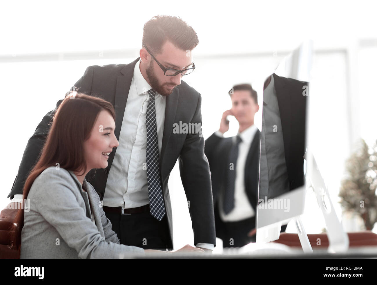 Confident man talking to his interviewer during a job interview Stock ...