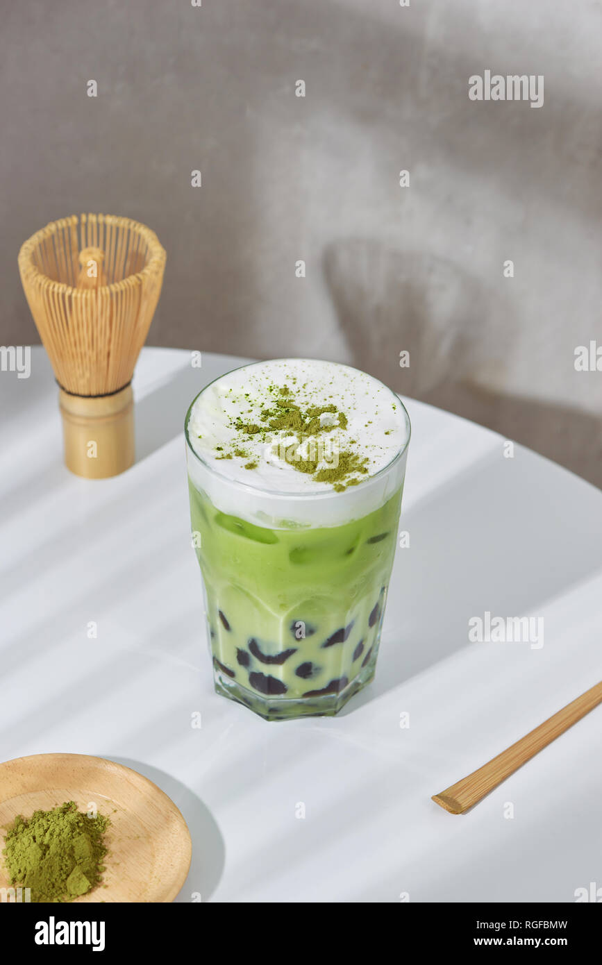 Homemade Tapioca pearl (boboa) green tea (Japanese matcha latte ...
