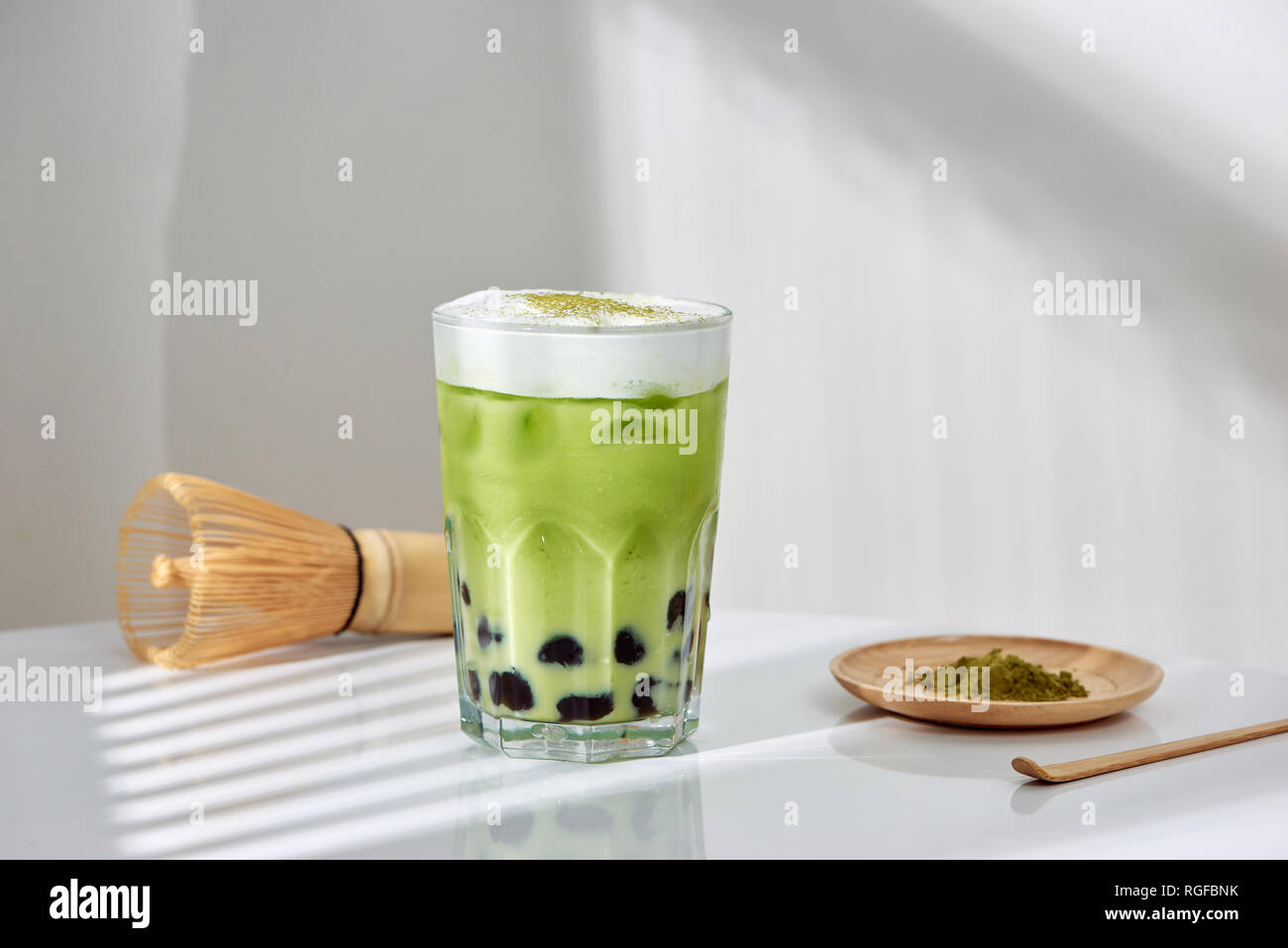 Homemade Tapioca pearl (boboa) green tea (Japanese matcha latte ...