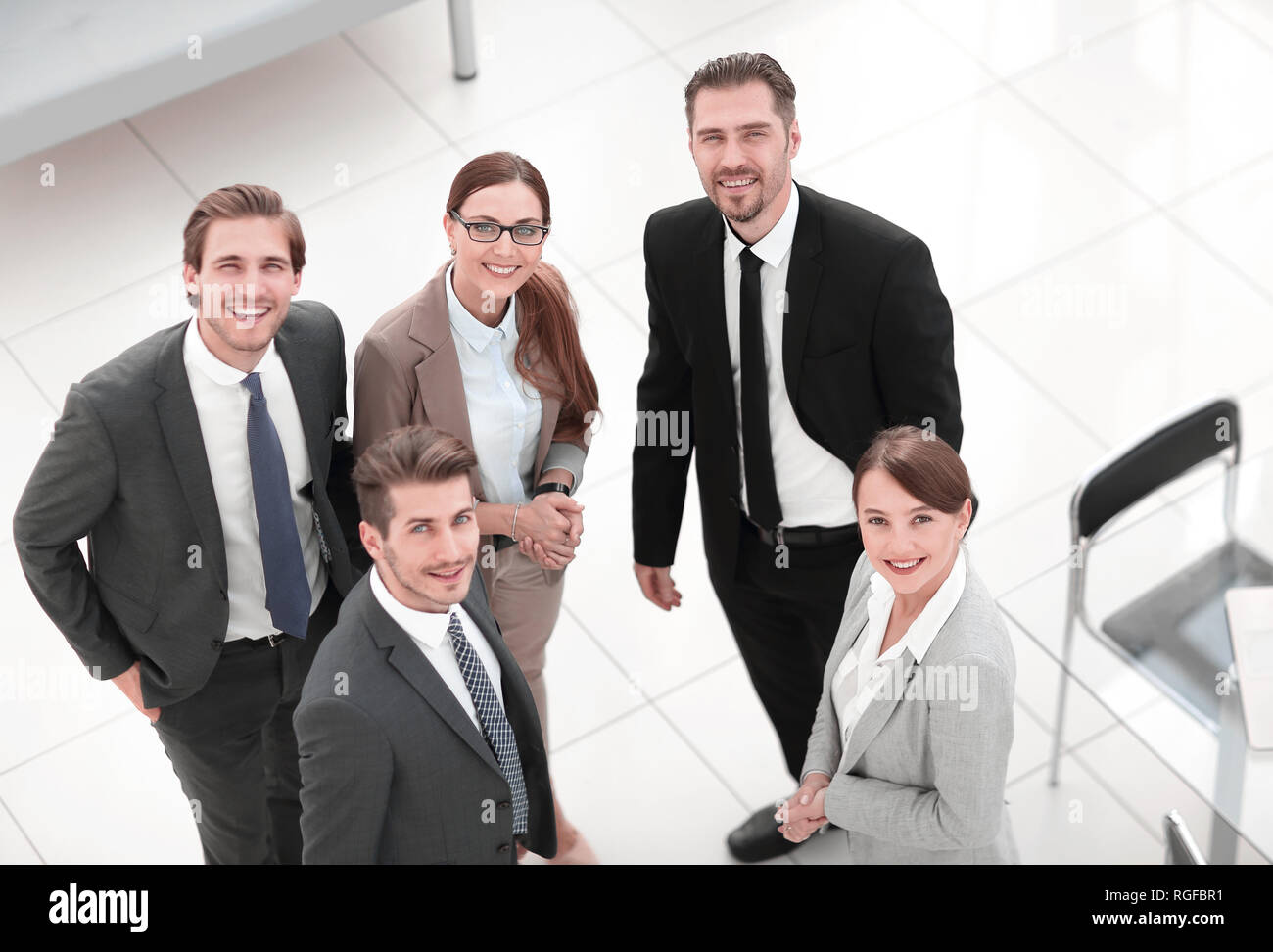 group of business people standing in a Bank office Stock Photo - Alamy