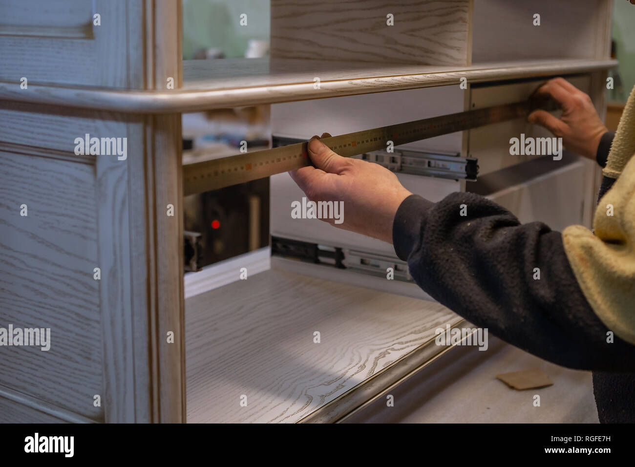 Making furniture from wood. Work carpenter. Carpentry tools. Carpentry ...