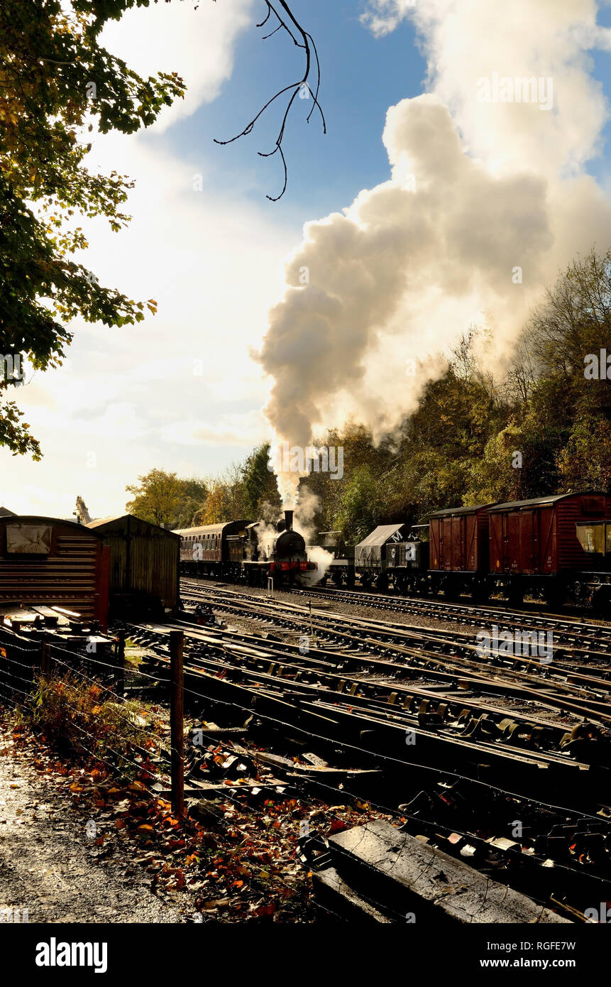 Visiting LNER class J15 No 7564 leaves Bitton station on the Avon ...