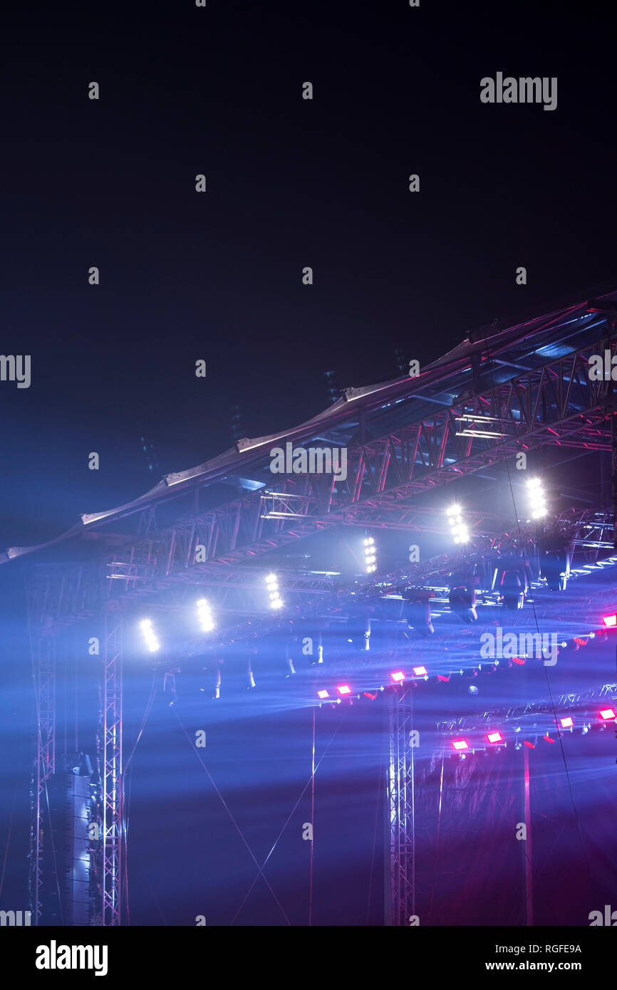 Concert stage with the rays of light Stock Photo - Alamy