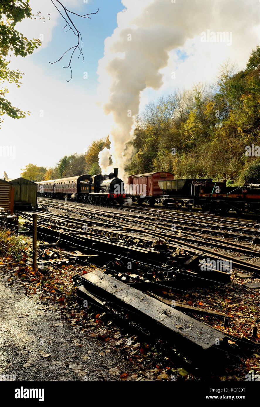 Visiting LNER class J15 No 7564 leaves Bitton station on the Avon ...