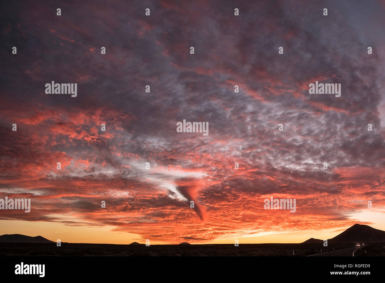 Spectacular sunset on Lanzarote Stock Photo - Alamy