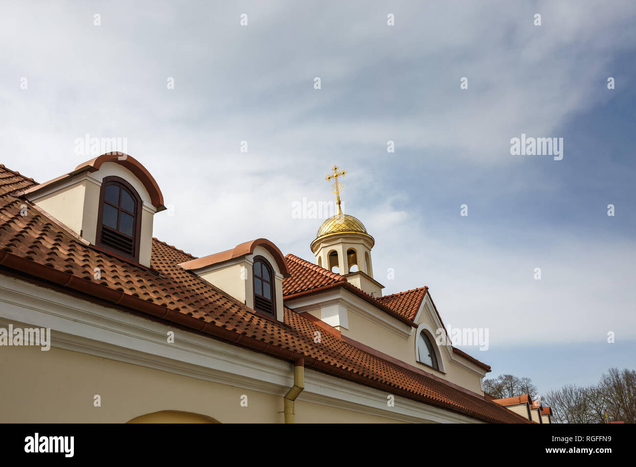restored medieval castle in early spring Stock Photo - Alamy