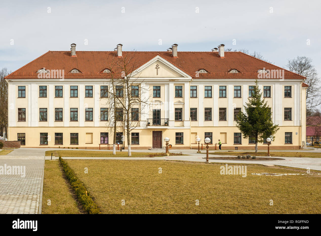 restored medieval castle in early spring Stock Photo - Alamy