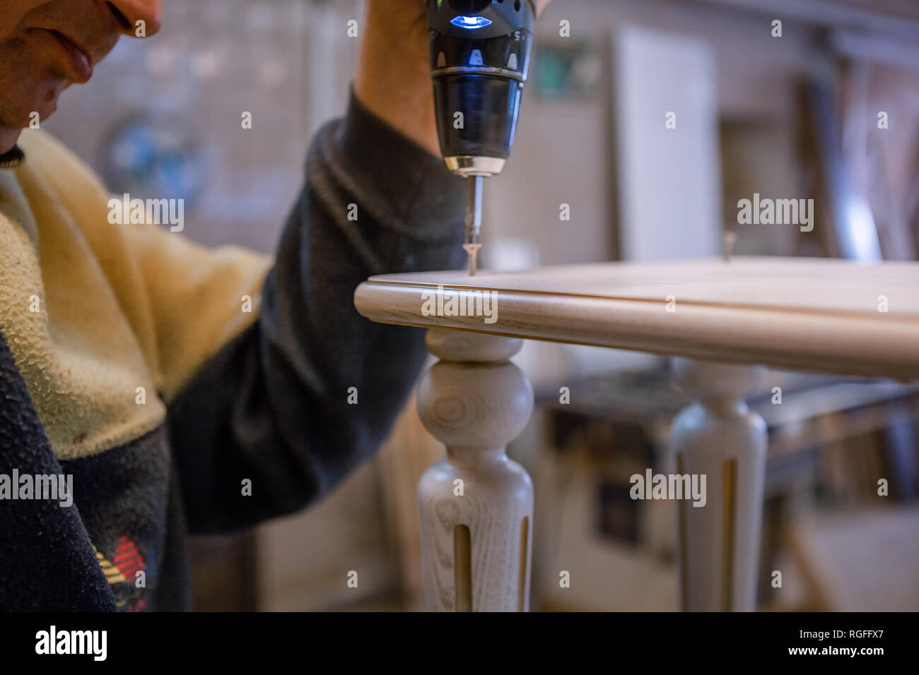 Making furniture from wood. Work carpenter. Carpentry tools. Carpentry ...