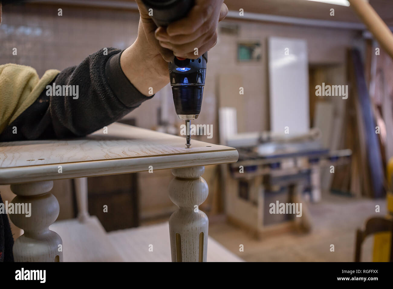 Making furniture from wood. Work carpenter. Carpentry tools. Carpentry ...