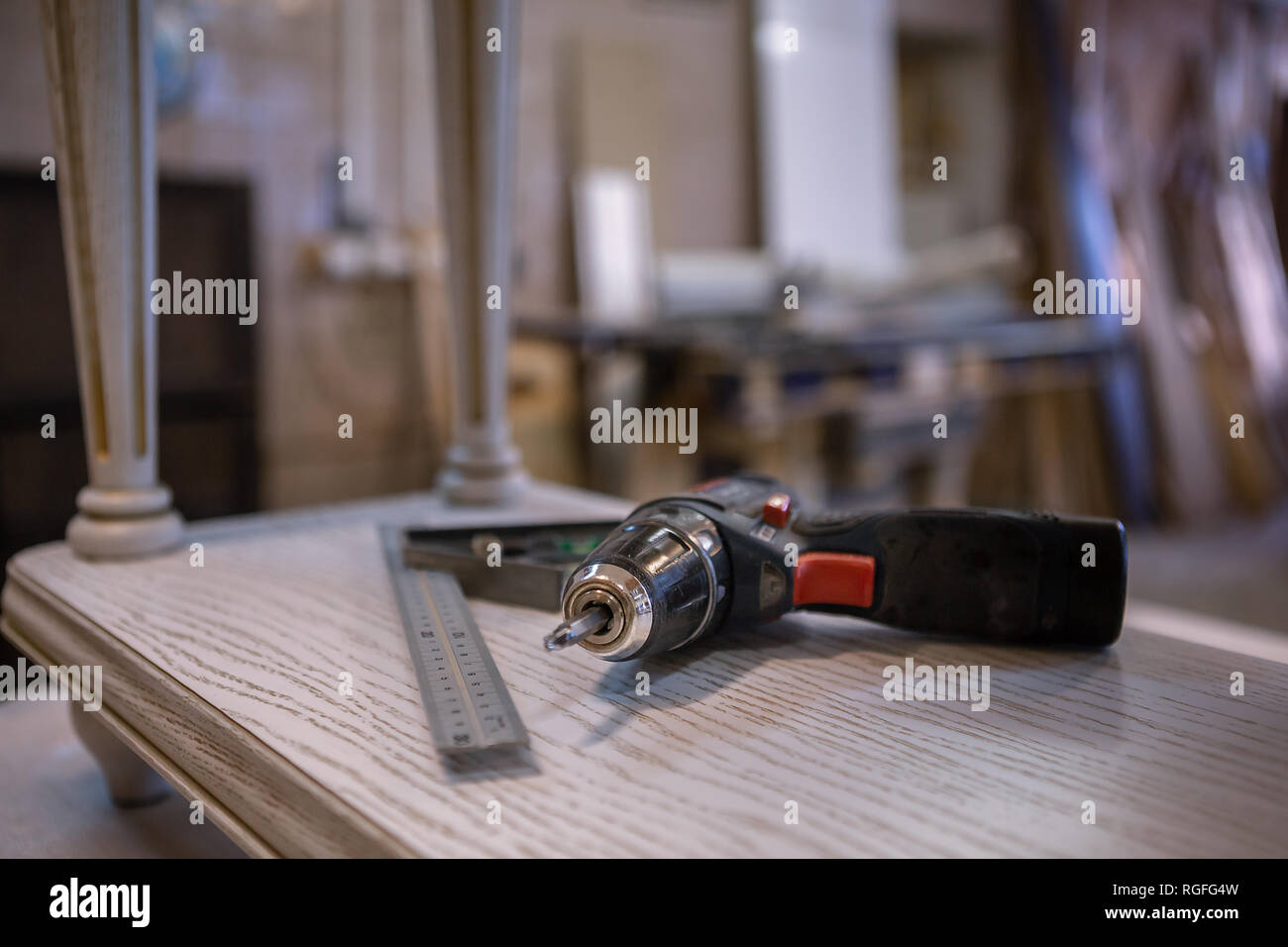 Making furniture from wood. Work carpenter. Carpentry tools. Carpentry ...