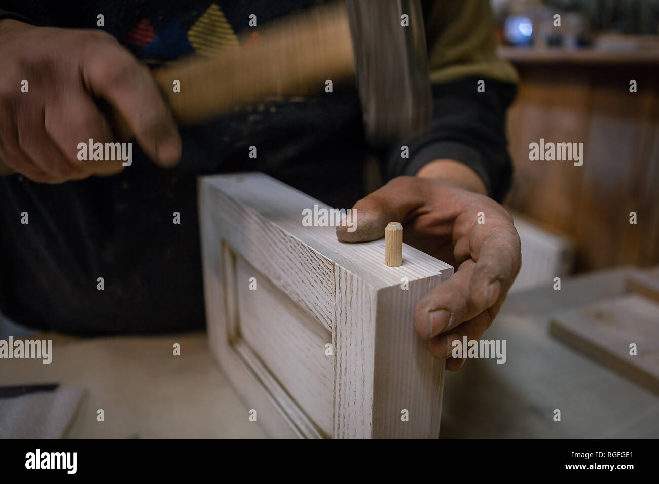 Making furniture from wood. Work carpenter. Carpentry tools. Carpentry ...