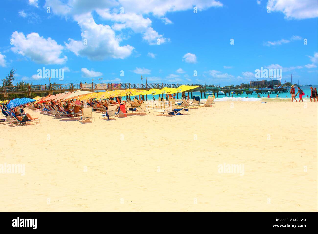 Carlisle Bay, Barbados, Caribbean - February 25th 2018: Tourists relax ...
