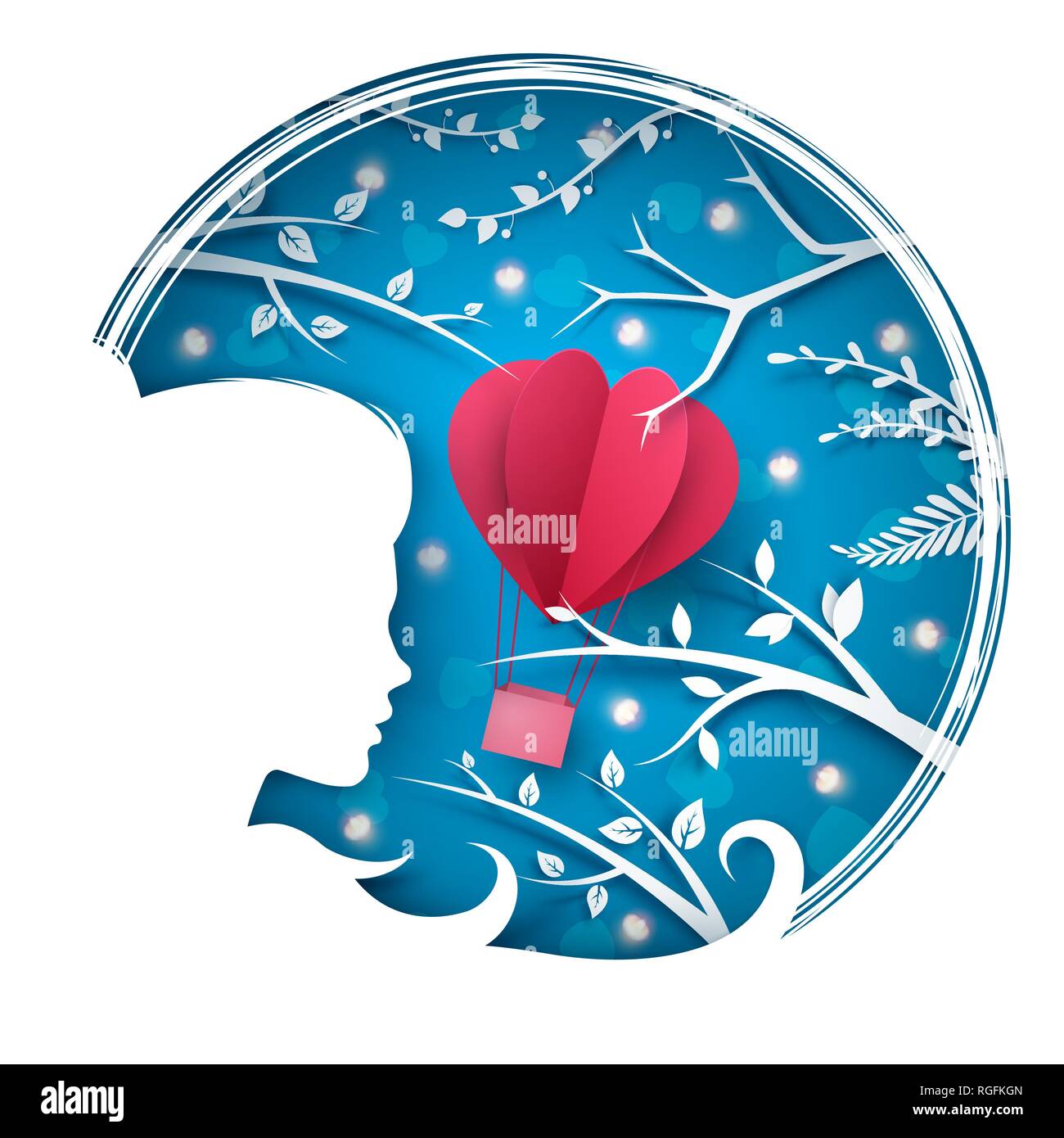 Beauty girl illustration. Cartoon paper landscape Stock Vector Image ...