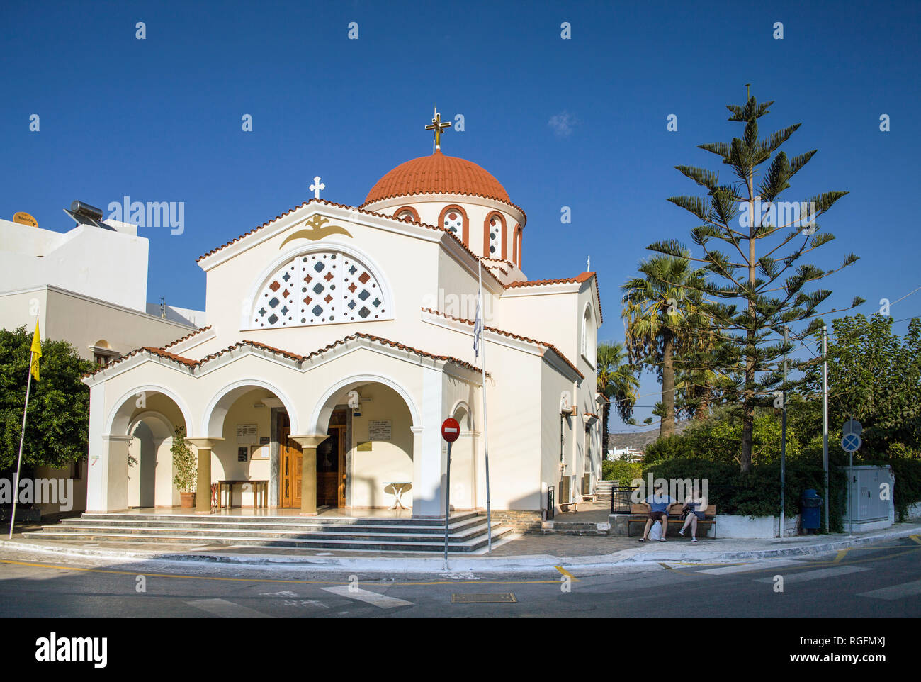 The Church Saints Constantine and Helen in Elounda, Crete, Greece Stock ...