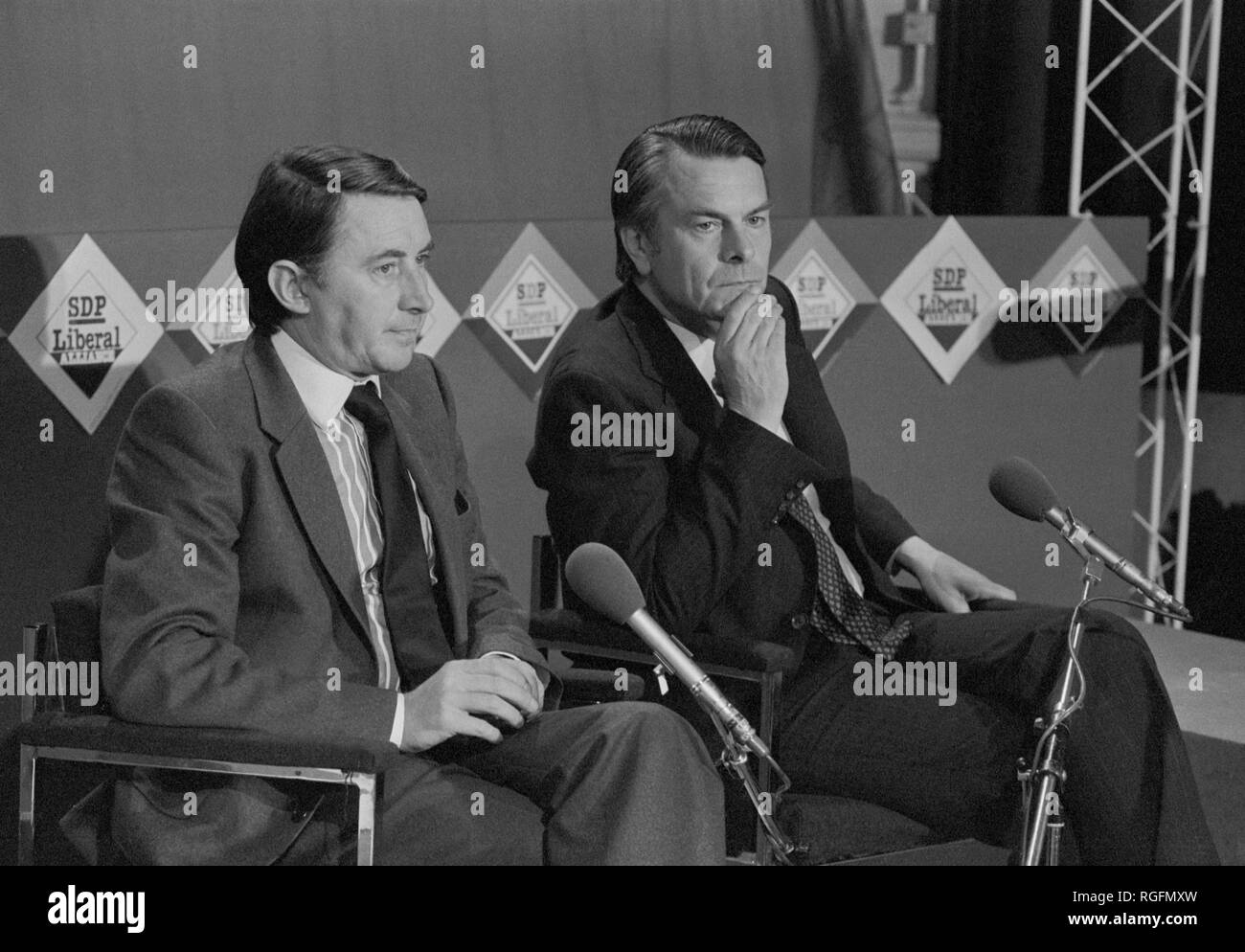 Liberal Leader David Steel (l) with Dr David Owen at the Liberal Party ...