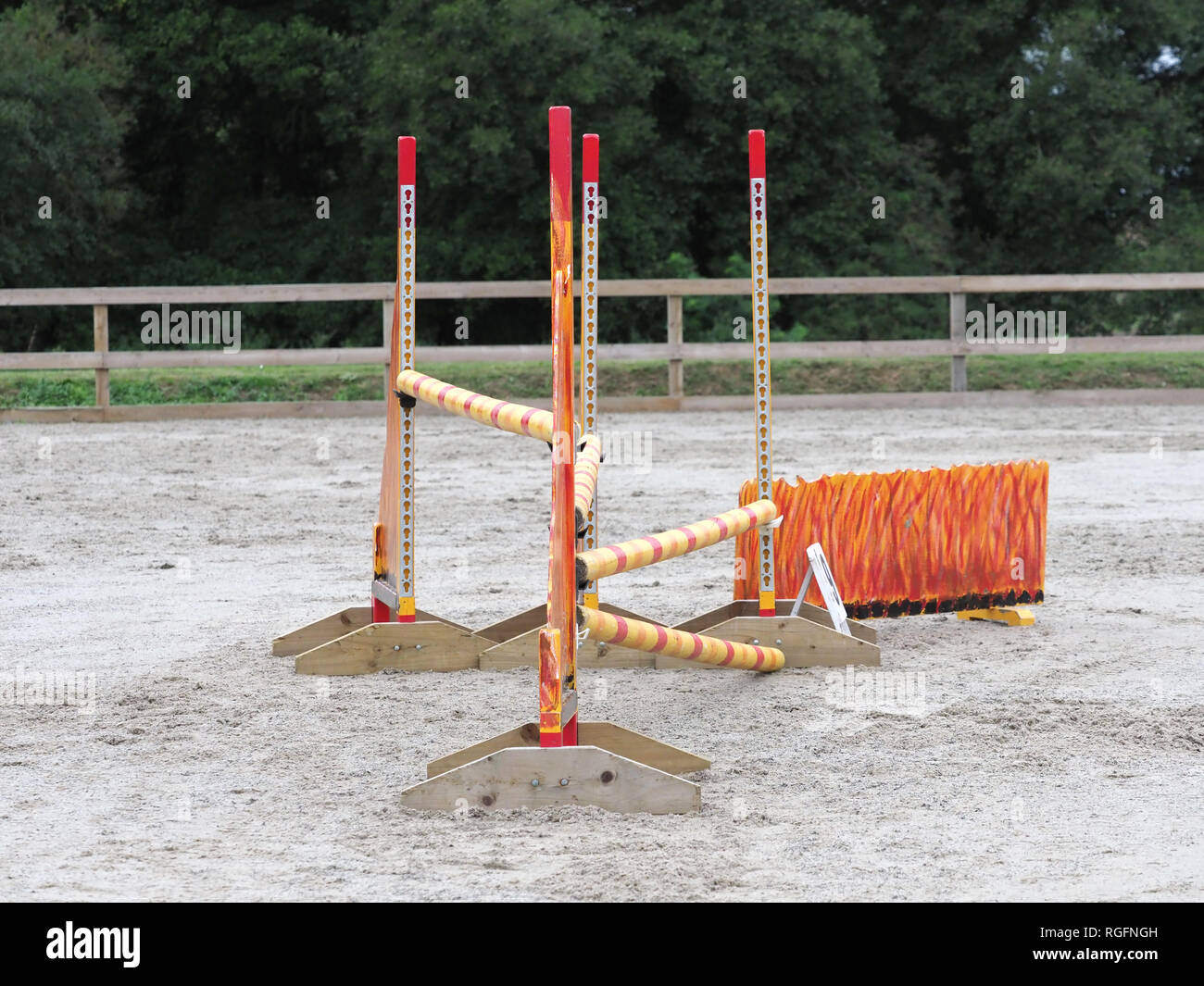 A single show jump fence in a typical riding arena Stock Photo - Alamy