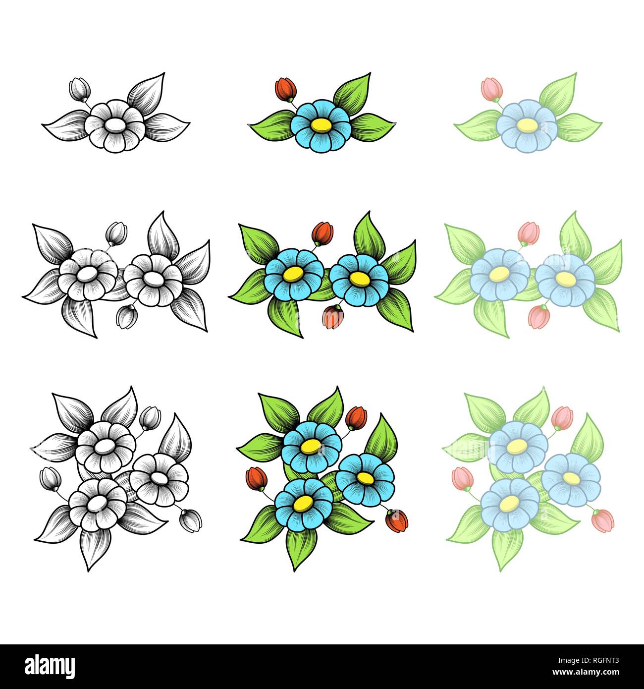 Blue flower patterns on Cut Out Stock Images & Pictures - Alamy