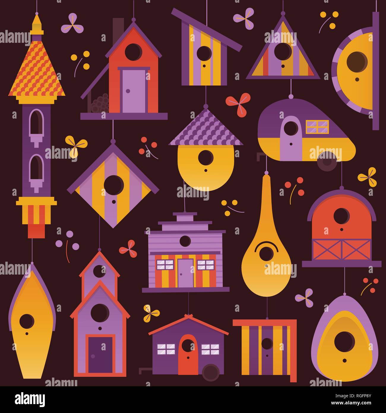 Spring Birdhouse Nesting Boxes Set Stock Vector Image & Art - Alamy