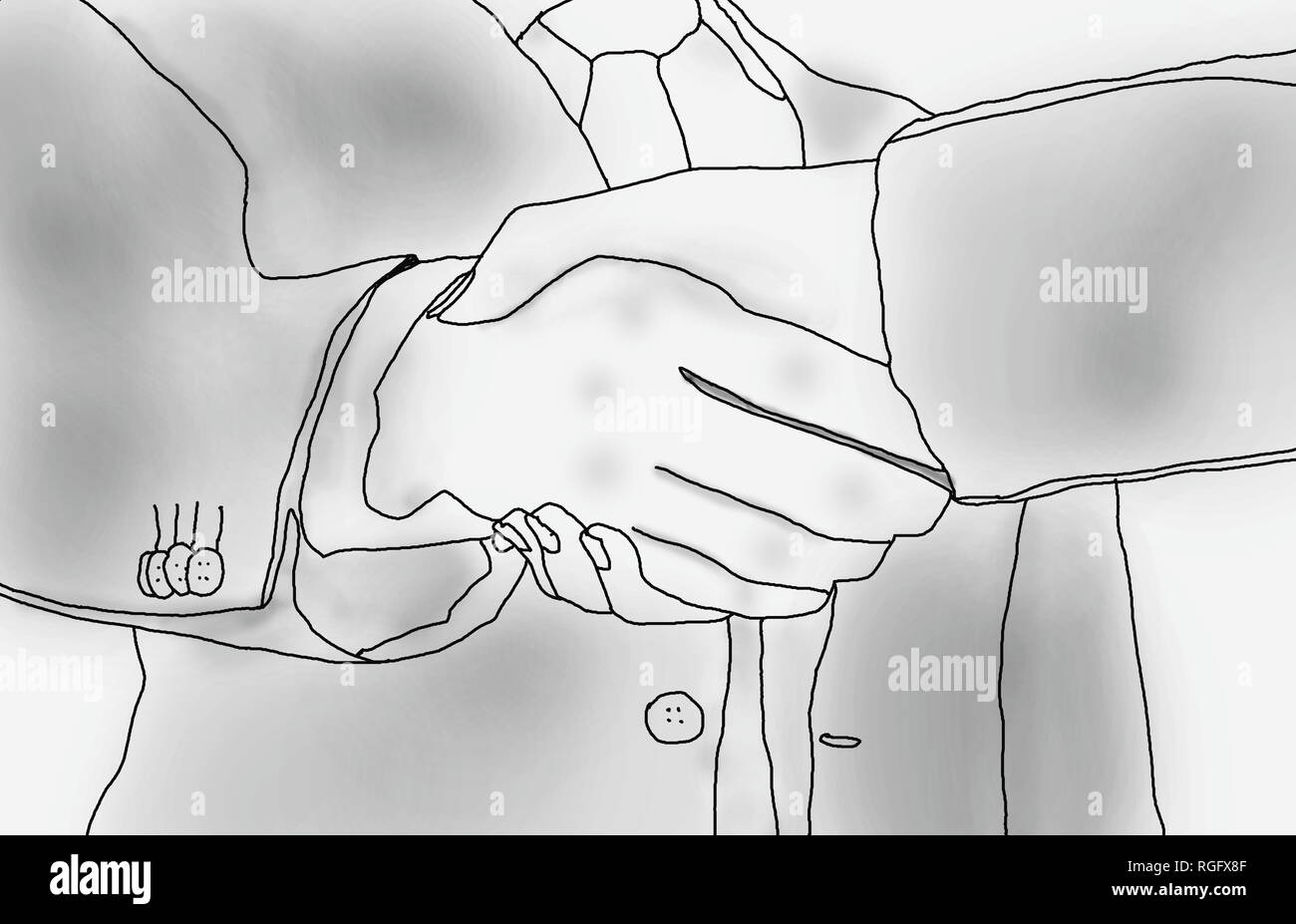 Drawing Handshake Black and White Stock Photos & Images - Alamy