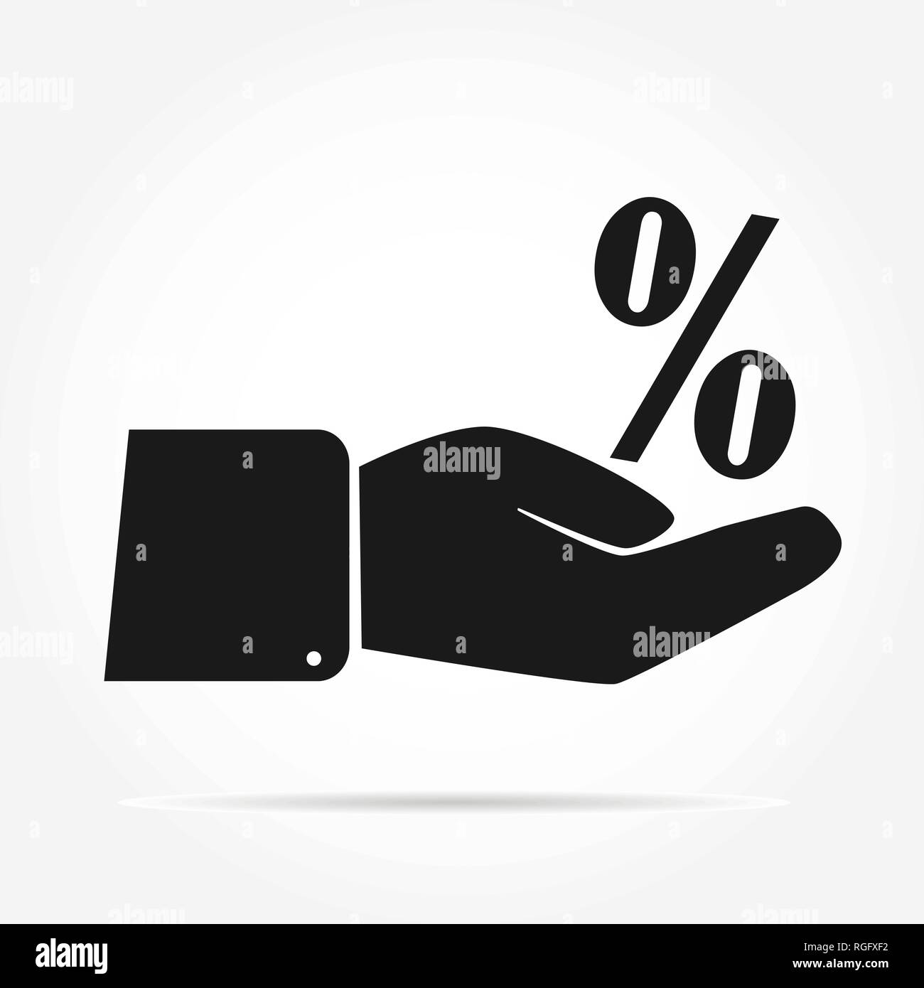 Simple icon, the palm of the hand falls percent sign Stock Vector Image ...
