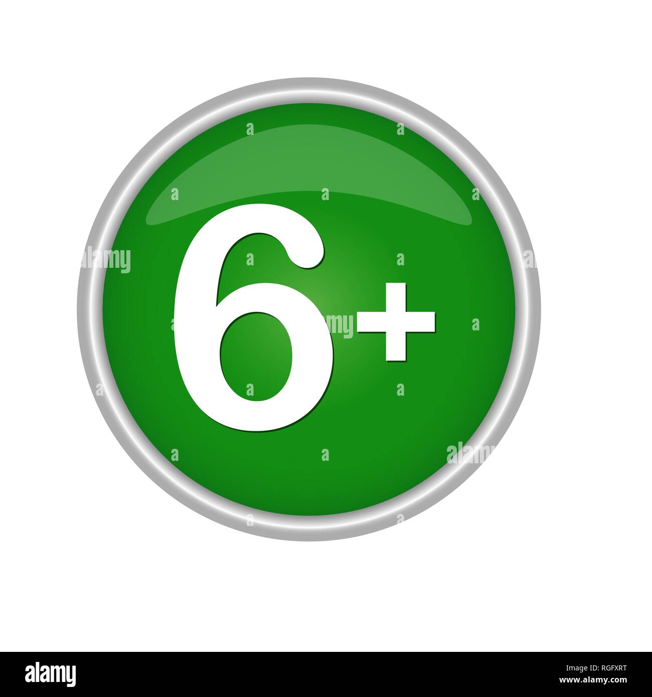 Round colored button indicating the age limit 6+ Stock Vector Image ...