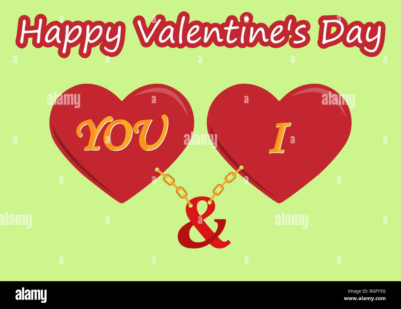 Valentine's Day. Two hearts are connected by a chain Stock Vector Image ...