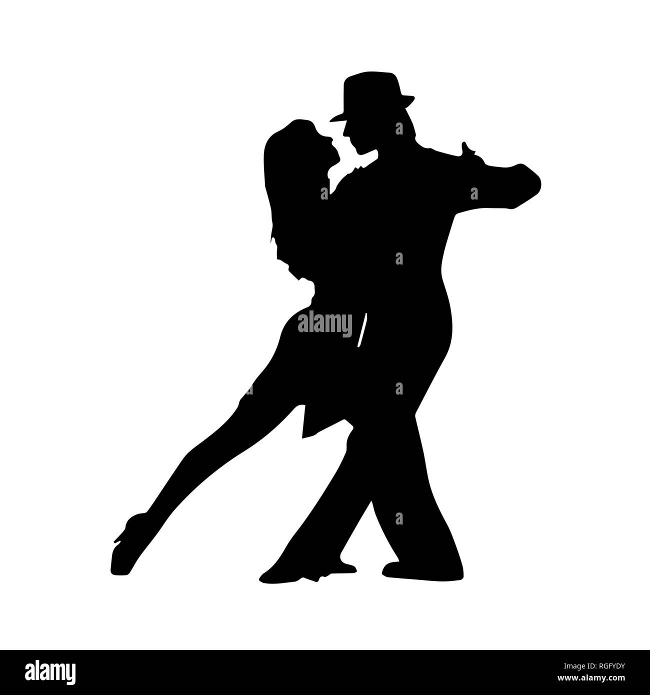 Silhouette of a pair of dancers, a couple dancing tango Stock Vector ...