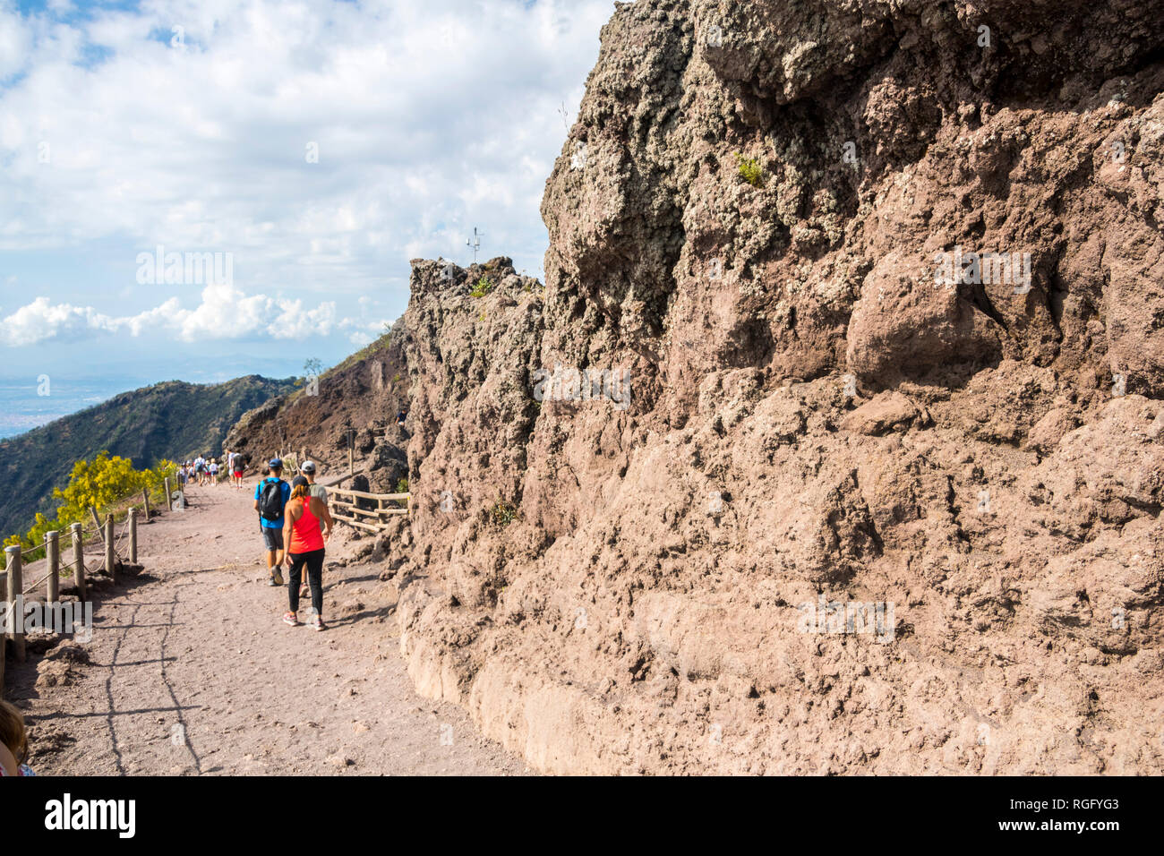 Tourists Mount Vesuvius, volcano, somma-stratovolcano, gulf of naples ...
