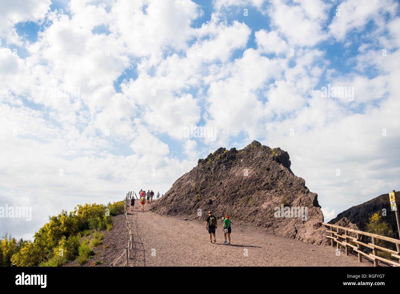 Tourists Mount Vesuvius, volcano, somma-stratovolcano, gulf of naples ...