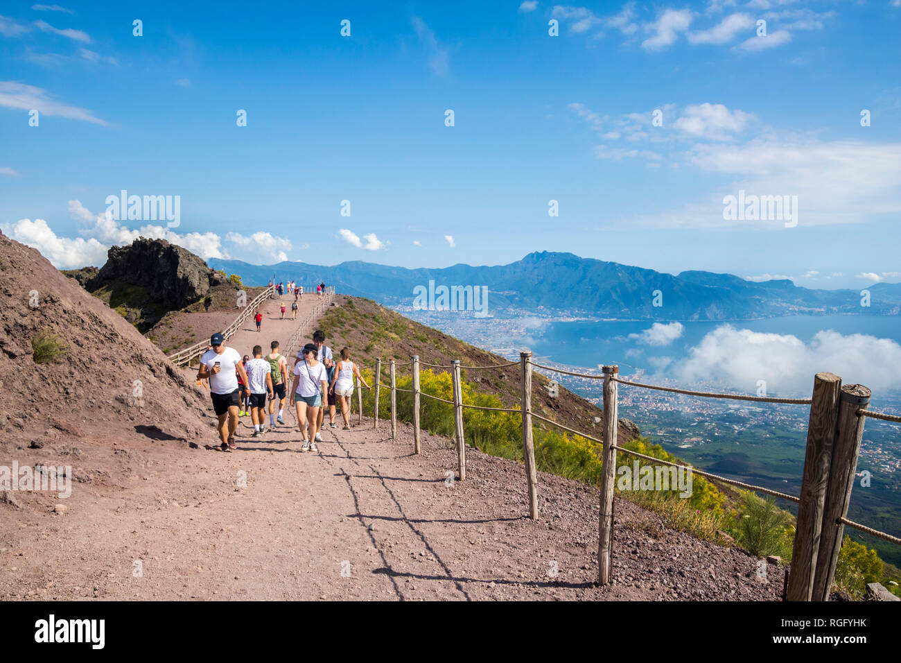 Tourists Mount Vesuvius, volcano, somma-stratovolcano, gulf of naples ...