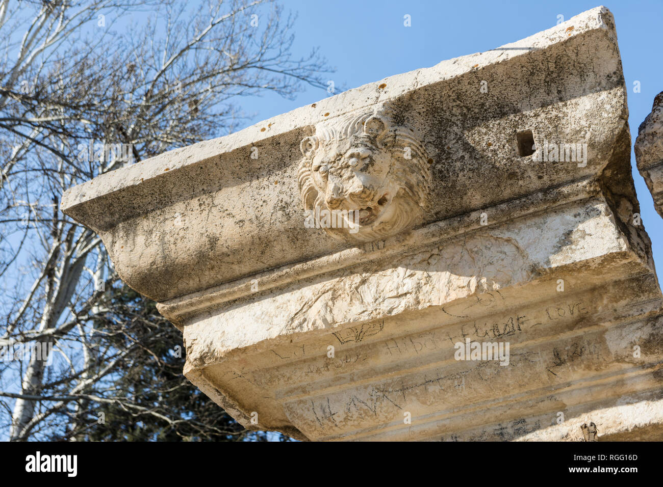 Lion carving at the Small Temple, Niha, Lebanon Stock Photo - Alamy