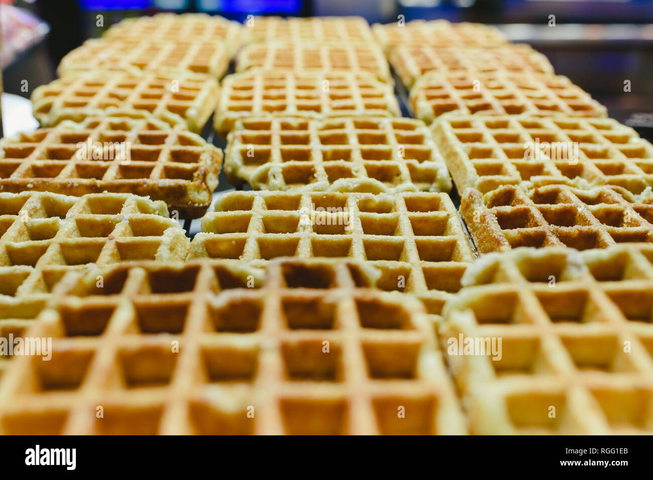 Belgian waffles without toppings Stock Photo - Alamy
