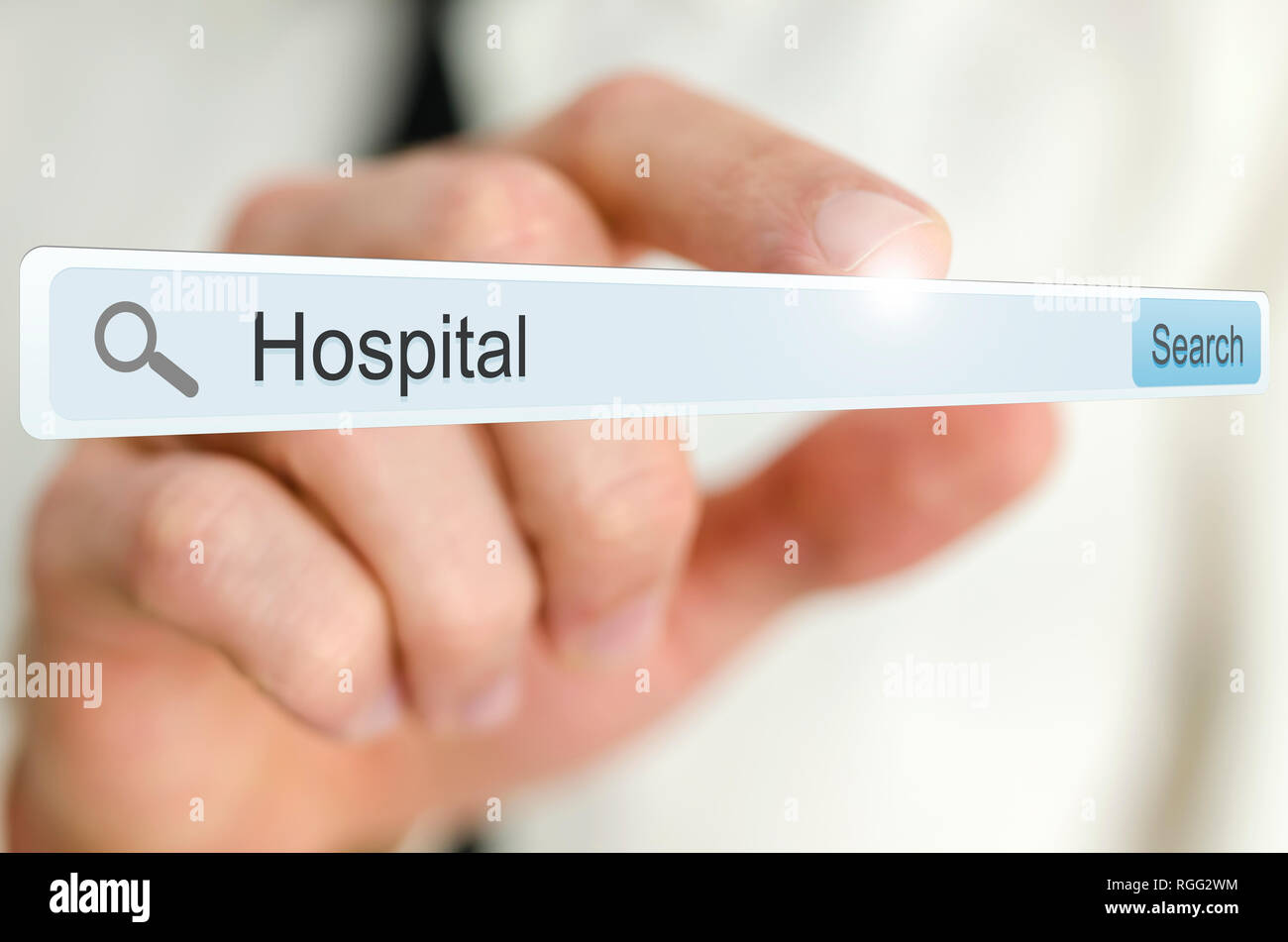 Word Hospital written in search bar on virtual screen Stock Photo - Alamy