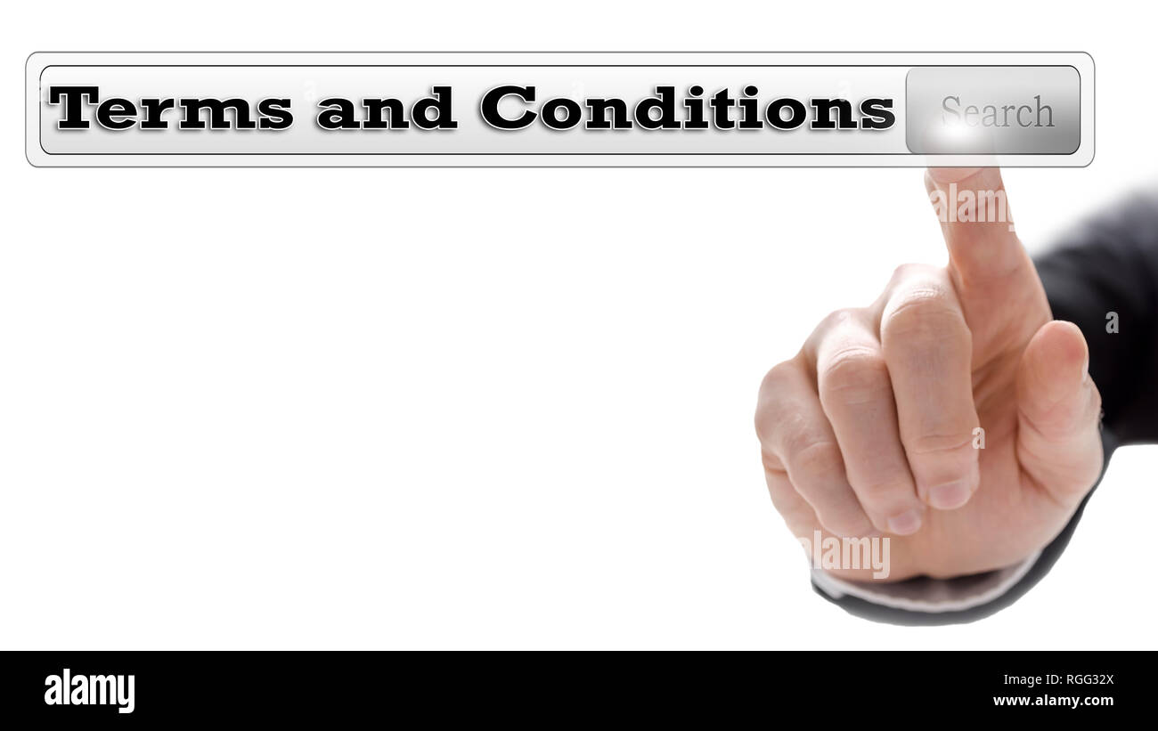 Terms and conditions written in search bar on virtual screen Stock ...