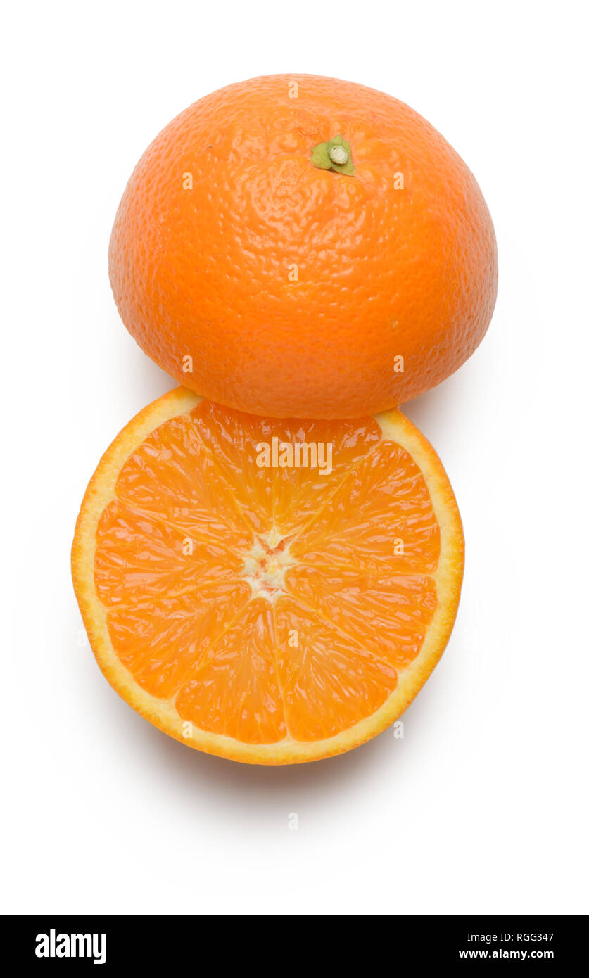 Orange halves isolated on white Stock Photo - Alamy