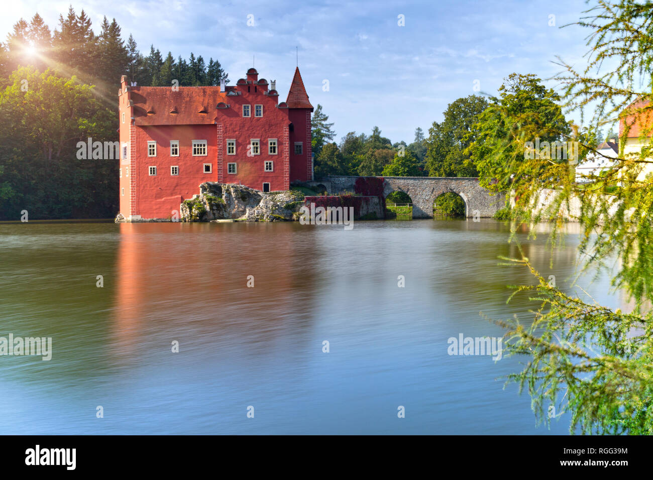 Cervena Lhota. Czech Republic. Castle on the lake Stock Photo - Alamy