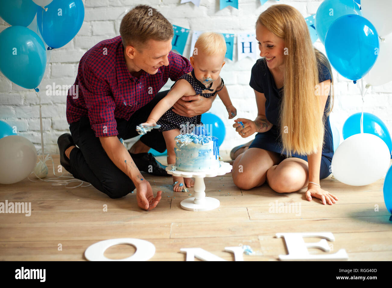 Parents are celebrating first birthday of their one year old son and ...