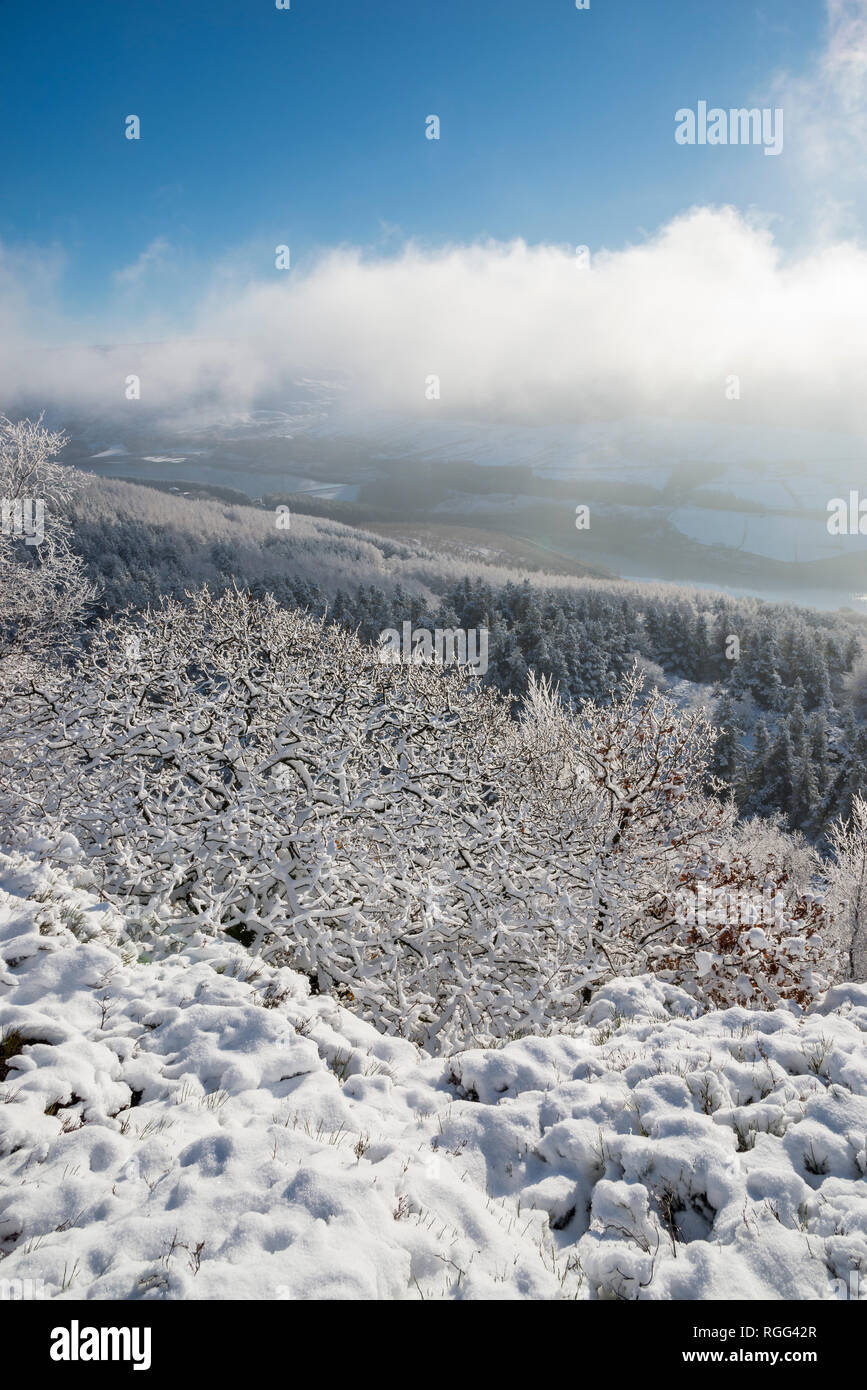 View of Longdendale Valley from Knarr Quarry in the Peak District ...