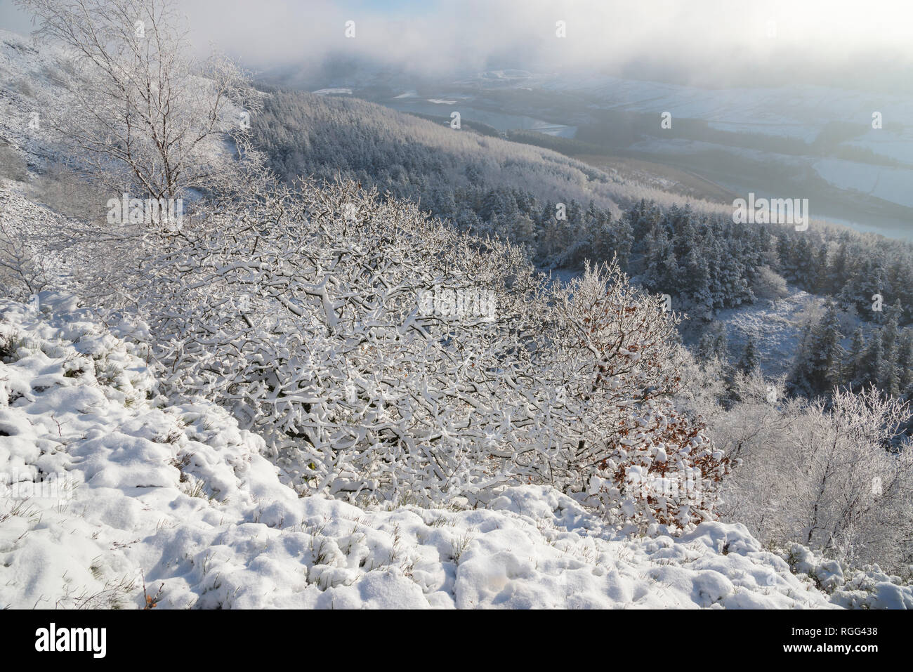 View of Longdendale Valley from Knarr Quarry in the Peak District ...