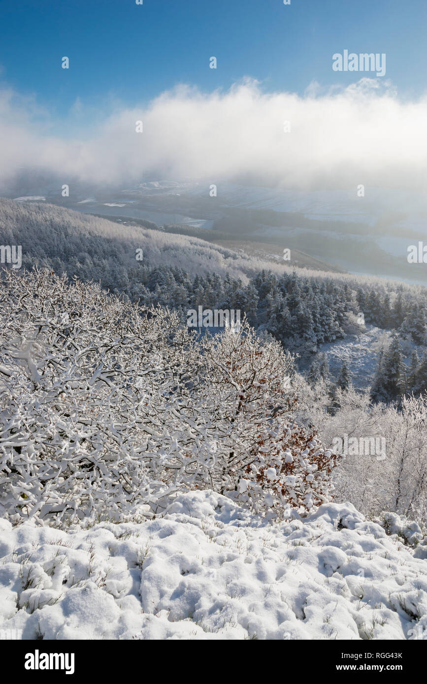 View of Longdendale Valley from Knarr Quarry in the Peak District ...