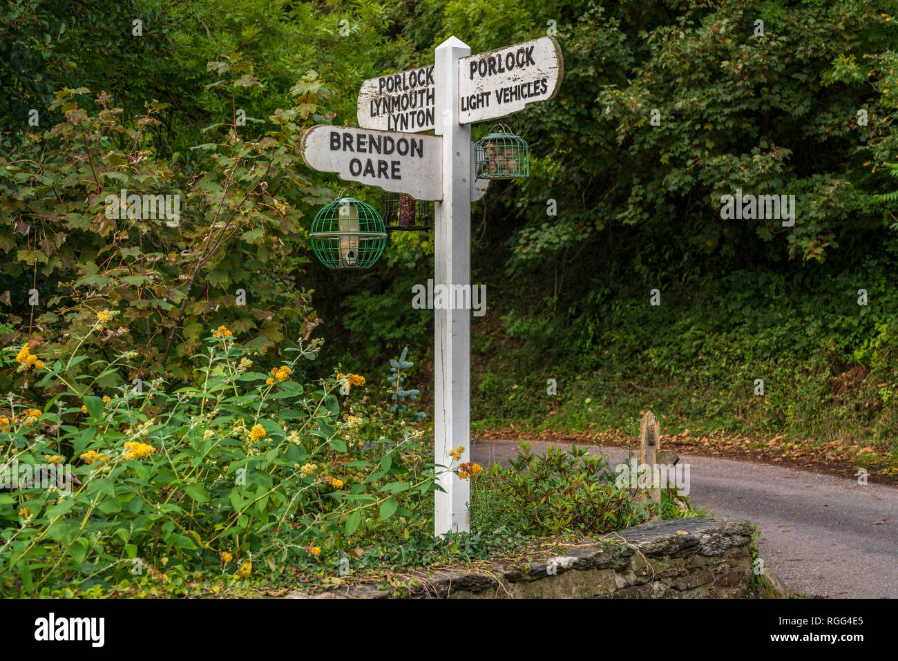 Old Directional signs, seen in Brendon, Devon, England, UK Stock Photo ...