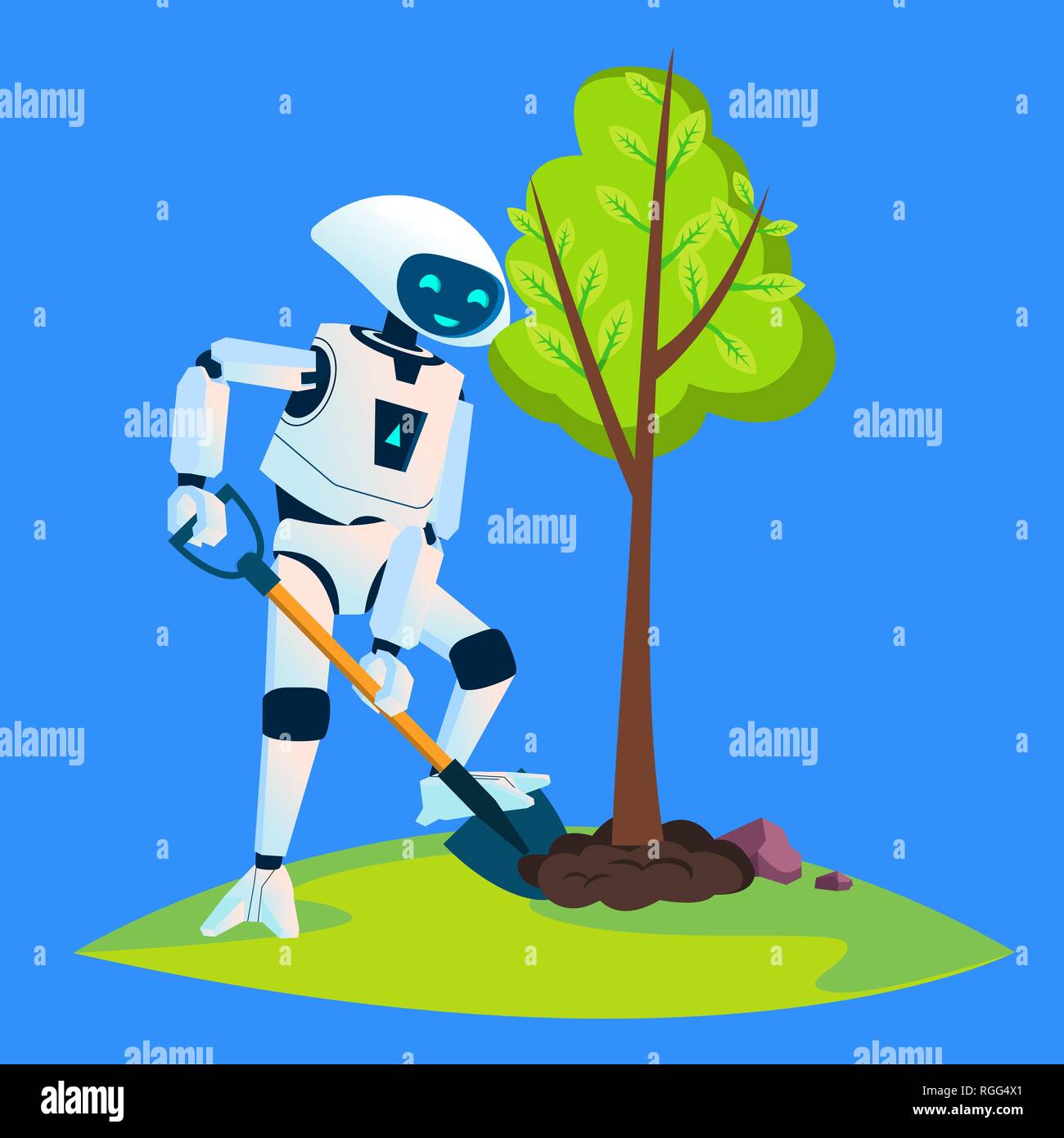 Eco Robot Plants A Green Tree Vector. Isolated Illustration Stock ...