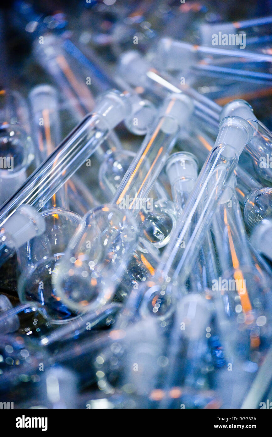 Laboratory artisan glass test tubes Stock Photo - Alamy