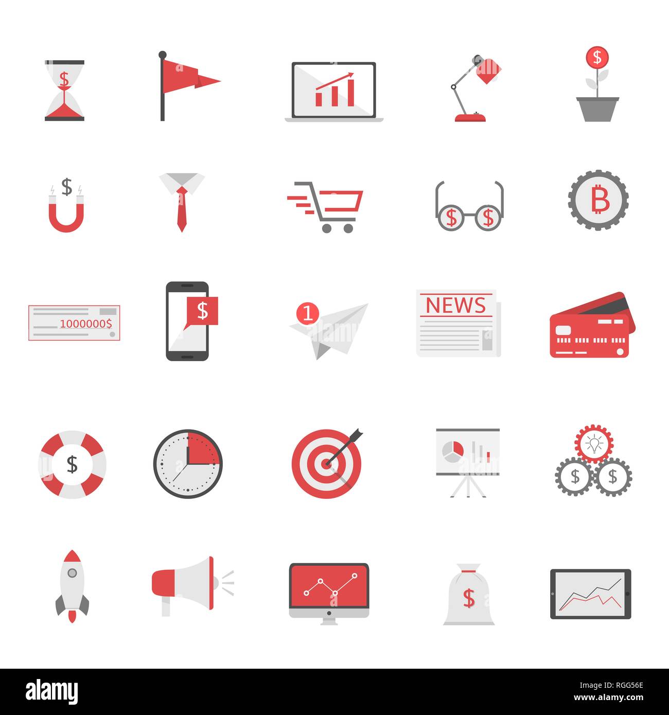 Business finance icon set. Flat style, Vector illustration Stock Vector ...
