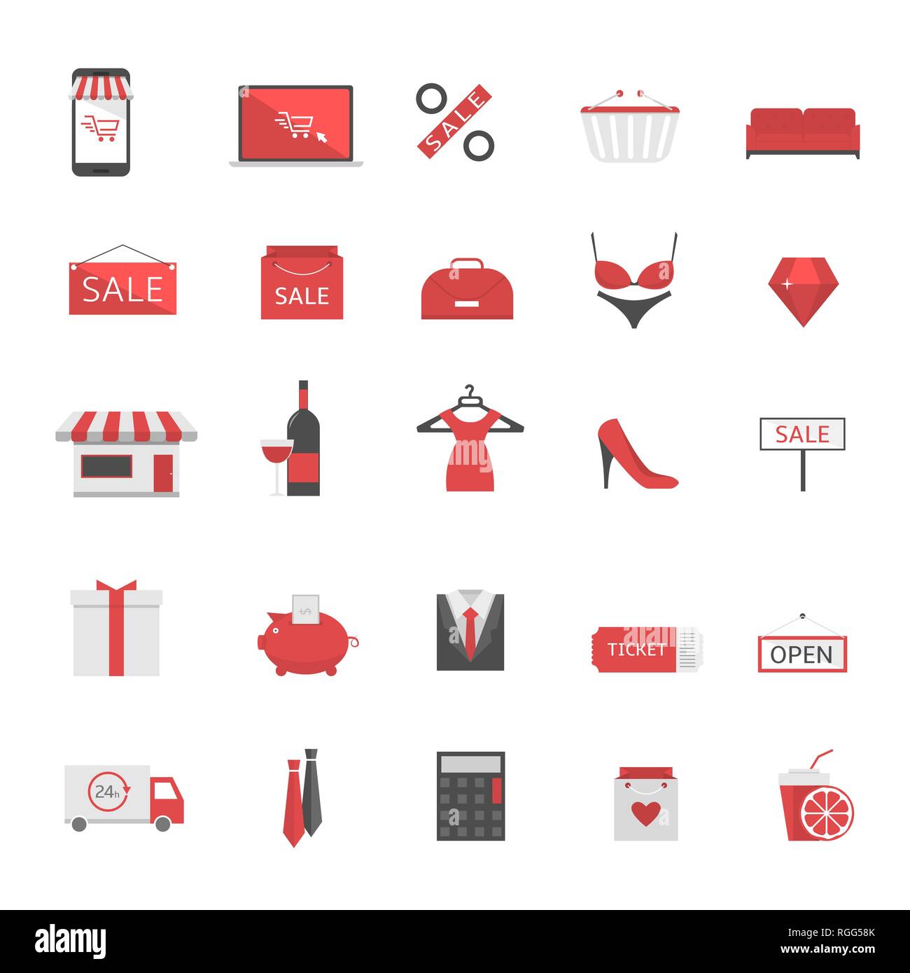 Shopping icons clothes set hi-res stock photography and images - Alamy