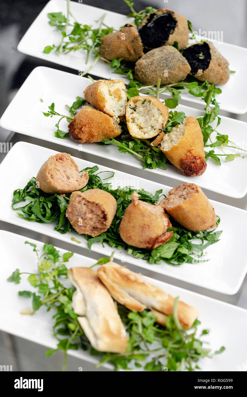 selection of traditional portuguese tapas snacks on lisbon restaurant ...