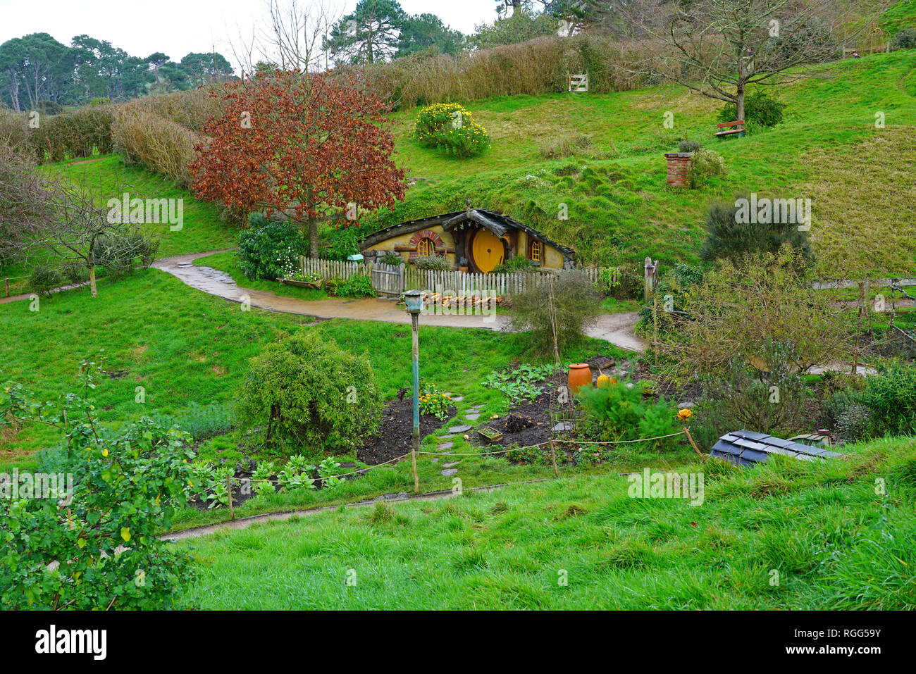 MATAMATA, NEW ZEALAND - View of the Hobbiton movie set, the Alexander ...